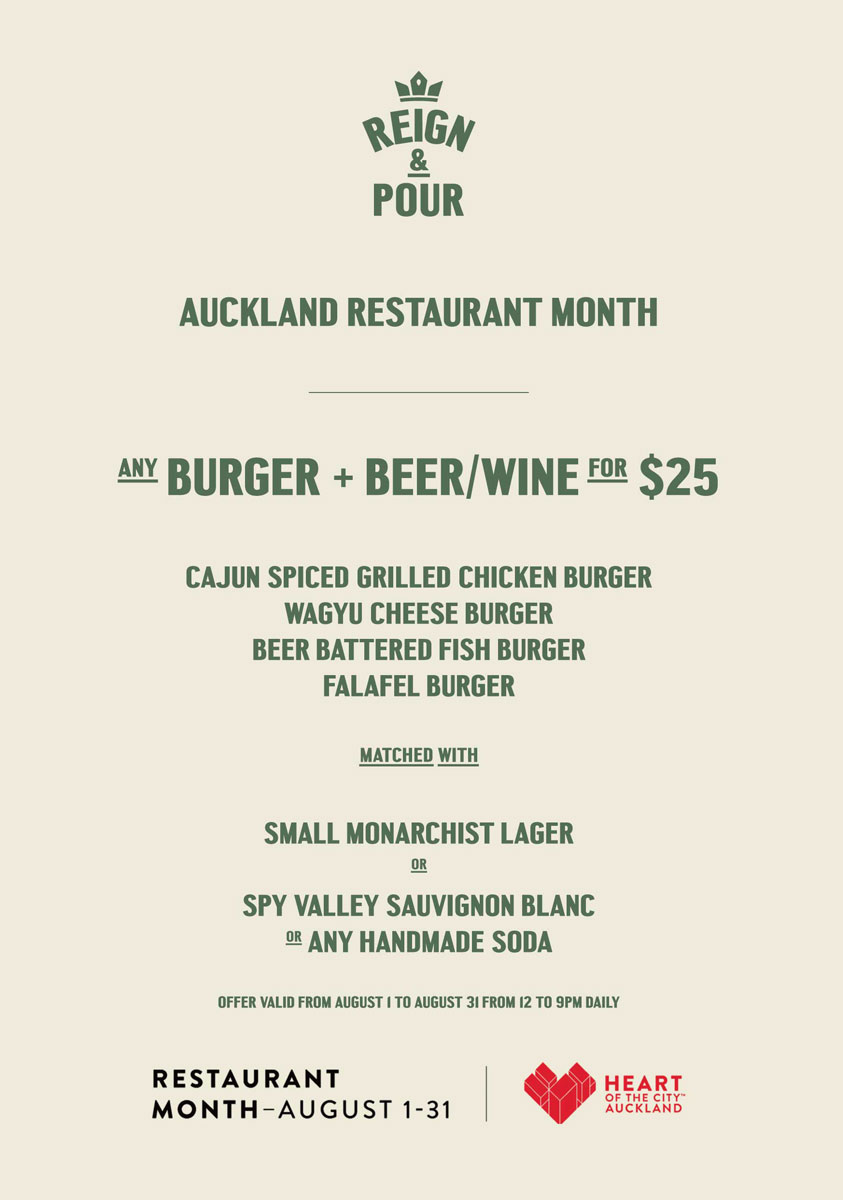 Reign & Pour Restaurant and Bar Auckland - Whats On